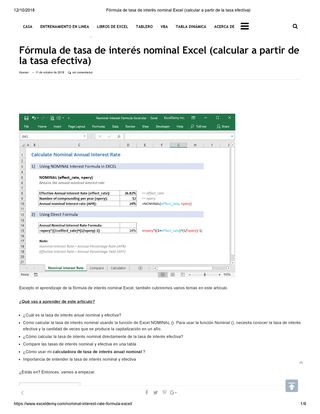 Fórmula de Tasa de Interés Nominal Excel (Calcular a Partir de La Tasa ...