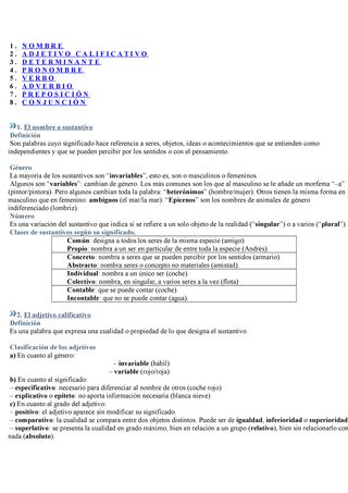 Adjetivos Sustantivos Verbos Preposiciones
