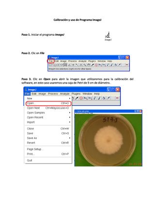 Calibracion y Uso de Programa ImageJ
