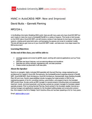 Tutorial for HVAC in AutoCAD MEP - PDF Course