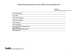 MLC Inspection Checklist