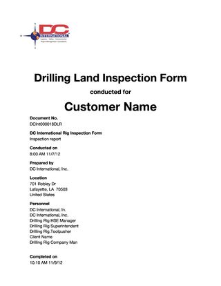 1. Field Inspection Report Example