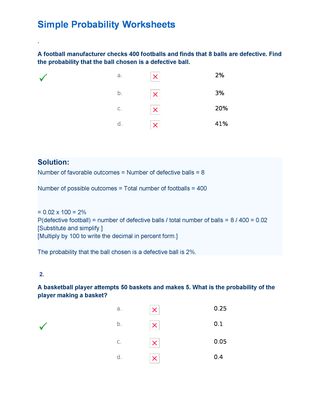 Simple Probability Worksheets