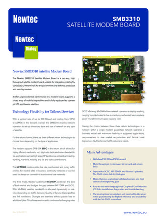Newtec SMB3310 Satellite Modem Board Datasheet