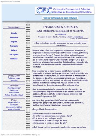 Phil Bartle. Indicadores Sociales Para Entender a Una Comunidad