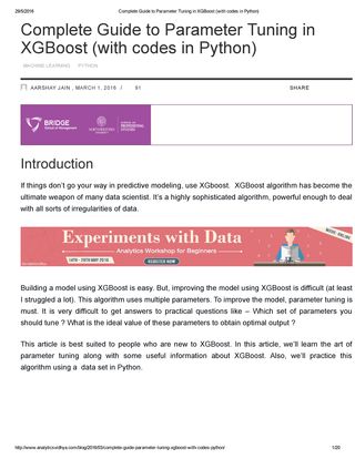 Complete Guide to Parameter Tuning in XGBoost (with codes in Python)