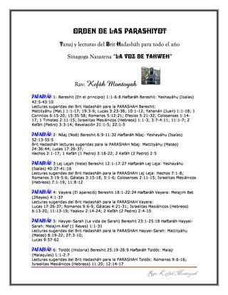 Orden de Las Parashot