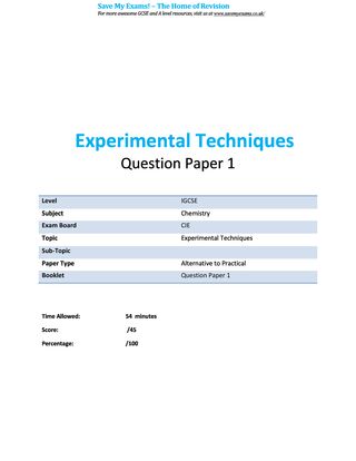 2.1 Experimental Techniques CIE IGCSE Chemistry Practical QP Updated