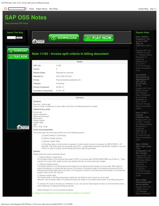 SAP OSS Notes_ Note 11162 - Invoice Split Criteria in Billing Document