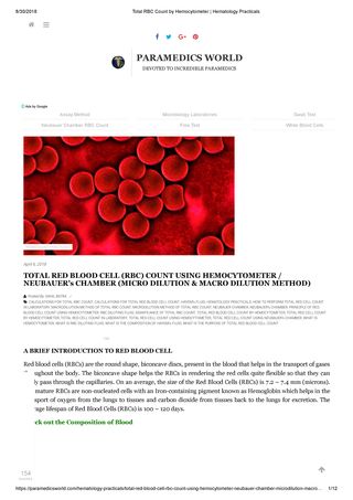 Total RBC Count by Hemocytometer _ Hematology Practicals