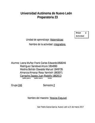 Actividad Integradora Etapa 2 de Mate