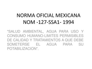 Norma Oficial Mexicana Nom 127 Ssa1 1994