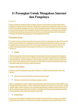 11 Perangkat Untuk Mengakses Internet Dan Fungsinya