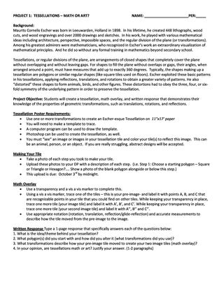 tessellation project introduction and rubric- revised due dates-rubric