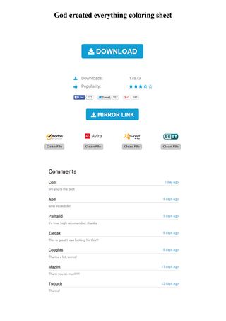 God Created Everything Coloring Sheet