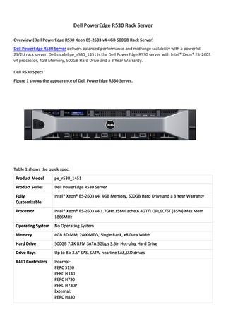 Dell PowerEdge R530 Rack Server Overview