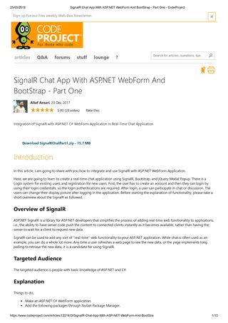SignalR Chat App With ASP.net WebForm and BootStrap - Part One - CodeProject