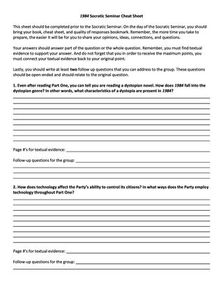 1984 Socratic Seminar Cheat Sheet