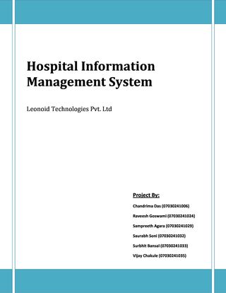 Hospital Information Management System - Cover Page