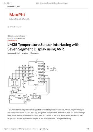LM35 Temperature Sensor With Seven Segment Display