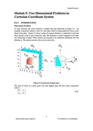 Two Dimensional Problems in Cartesian Coordinate System and Polar System