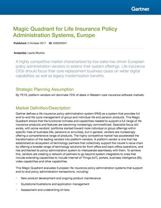 Gartner - Magic Quadrant for Life Insurance Policy Administration ...