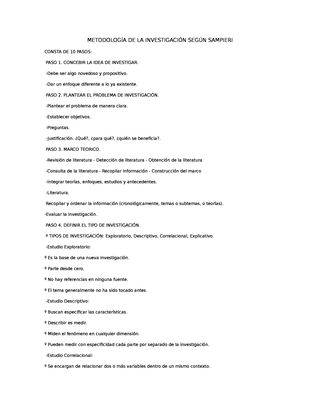 Metodología de La Investigación Según Sampieri